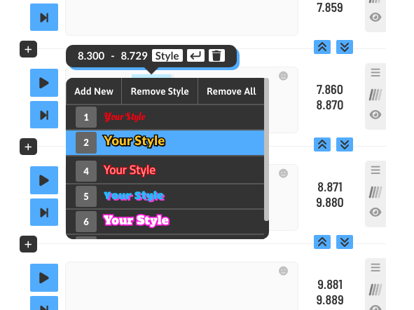 Add Substyles to Individual or All Words - ClipScribe